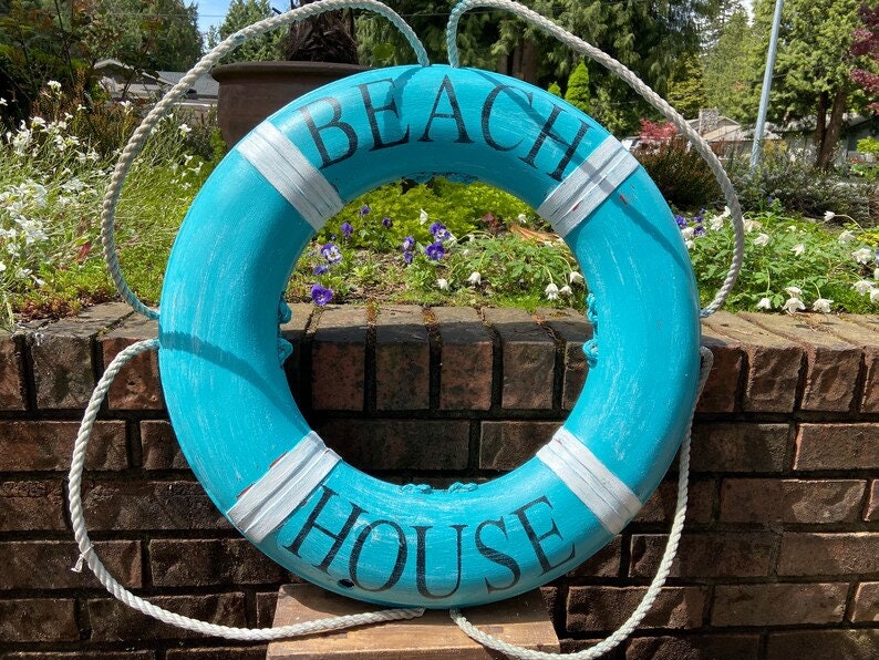 Vintage Life Preserver Ring Buoy Painted Beach House Life - Etsy