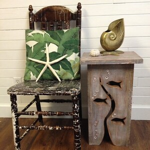 Wood School of Fish Side Table, Fish Side Table, Fish Plant Stand ...