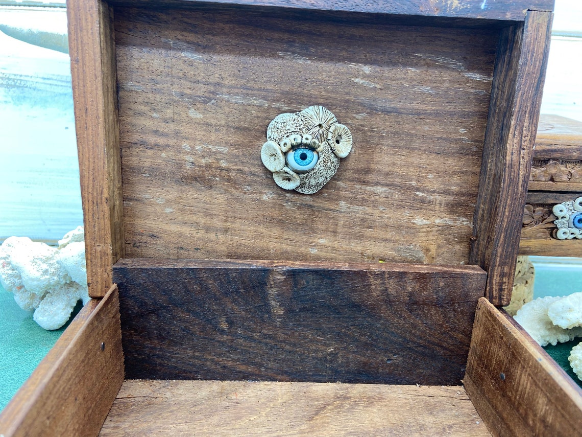 Carved Wooden Eye Box Carved Wood Jewelry Box With Eye Clay - Etsy