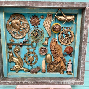 Vintage Brass Oddity & Curiosity Collection in Distressed Turquoise and ...
