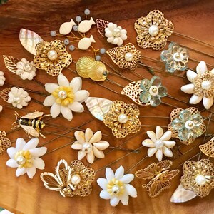 Blue Flower Sea Shell Hair Pin Set Beach Wedding Bridal Hair - Etsy