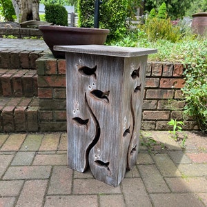 Wood School of Fish Side Table, Fish Side Table, Fish Plant Stand ...