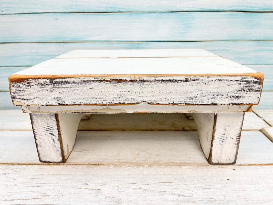 Small Vintage Modern Farmhouse Step Stool Bench Rustic Fall - Etsy