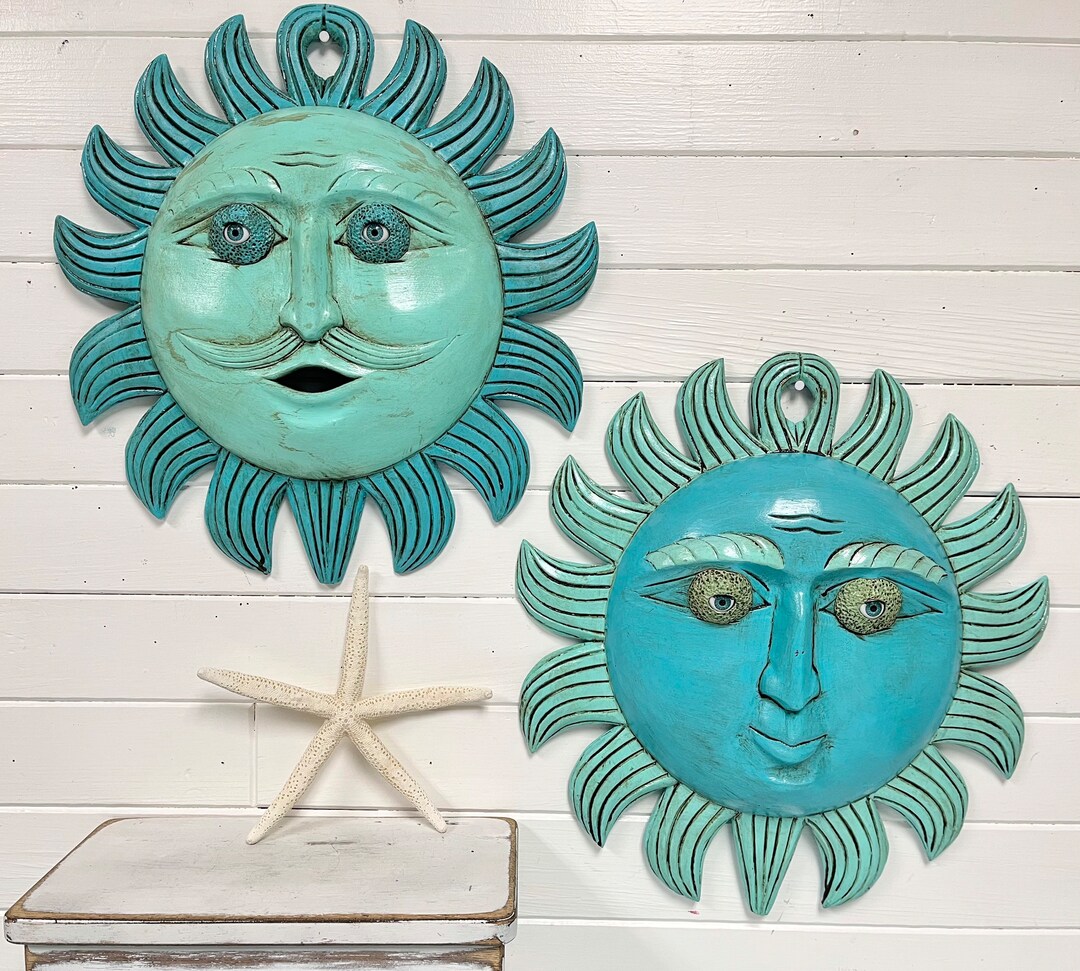 Painted Sun Face for the Sun Room or Porch, Choose ONE Carved Wooden ...