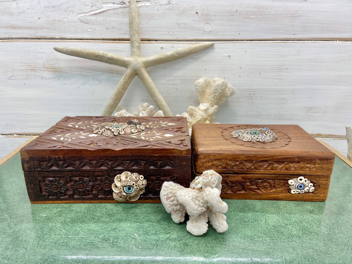 Carved Wooden Eye Box Carved Wood Jewelry Box With Eye Clay - Etsy