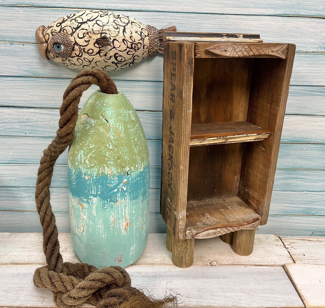 Rustic Recycled Wooden Curiosity Shelf, Niche Shrine With Carved Wooden ...