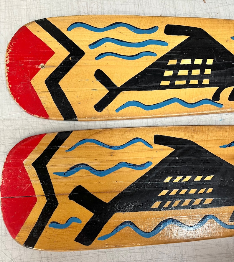 Vintage Painted Canoe Paddles With Native American Whale Art - Lake ...