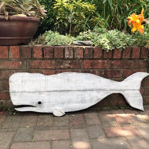 Whale Sign in White Grey Painted Wood Whale Weathered Wood - Etsy