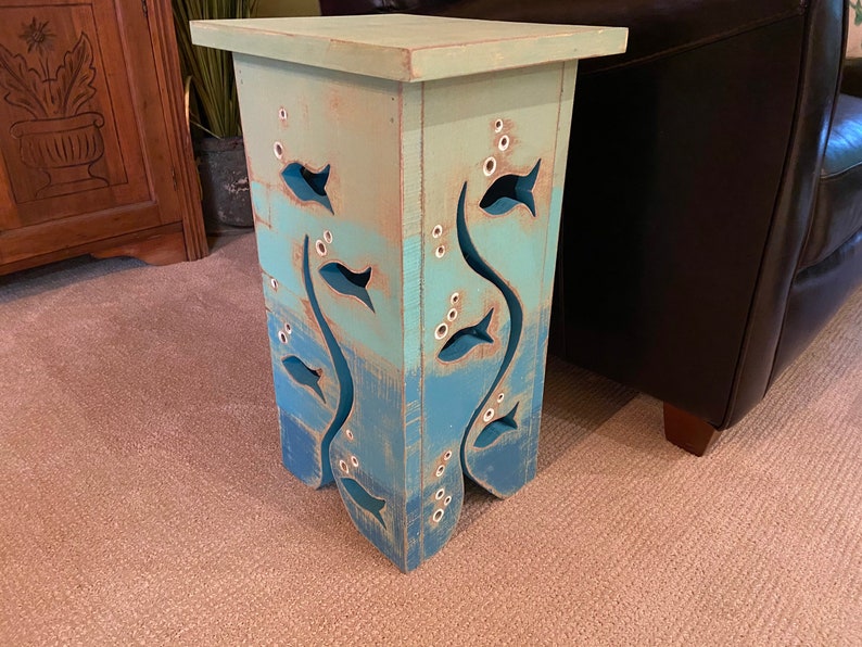 Wood School of Fish Side Table Fish Side Table Fish Plant | Etsy Canada