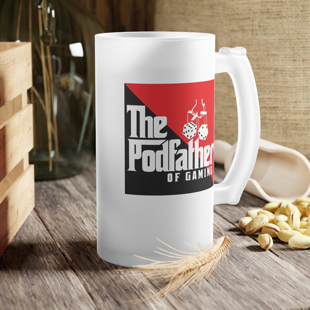 The Podfather Double Logo Frosted Glass Beer Mug - Etsy
