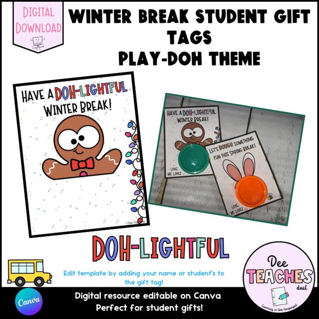Winter Break Student Gift Tags – Play-doh Holiday Theme | Editable ...