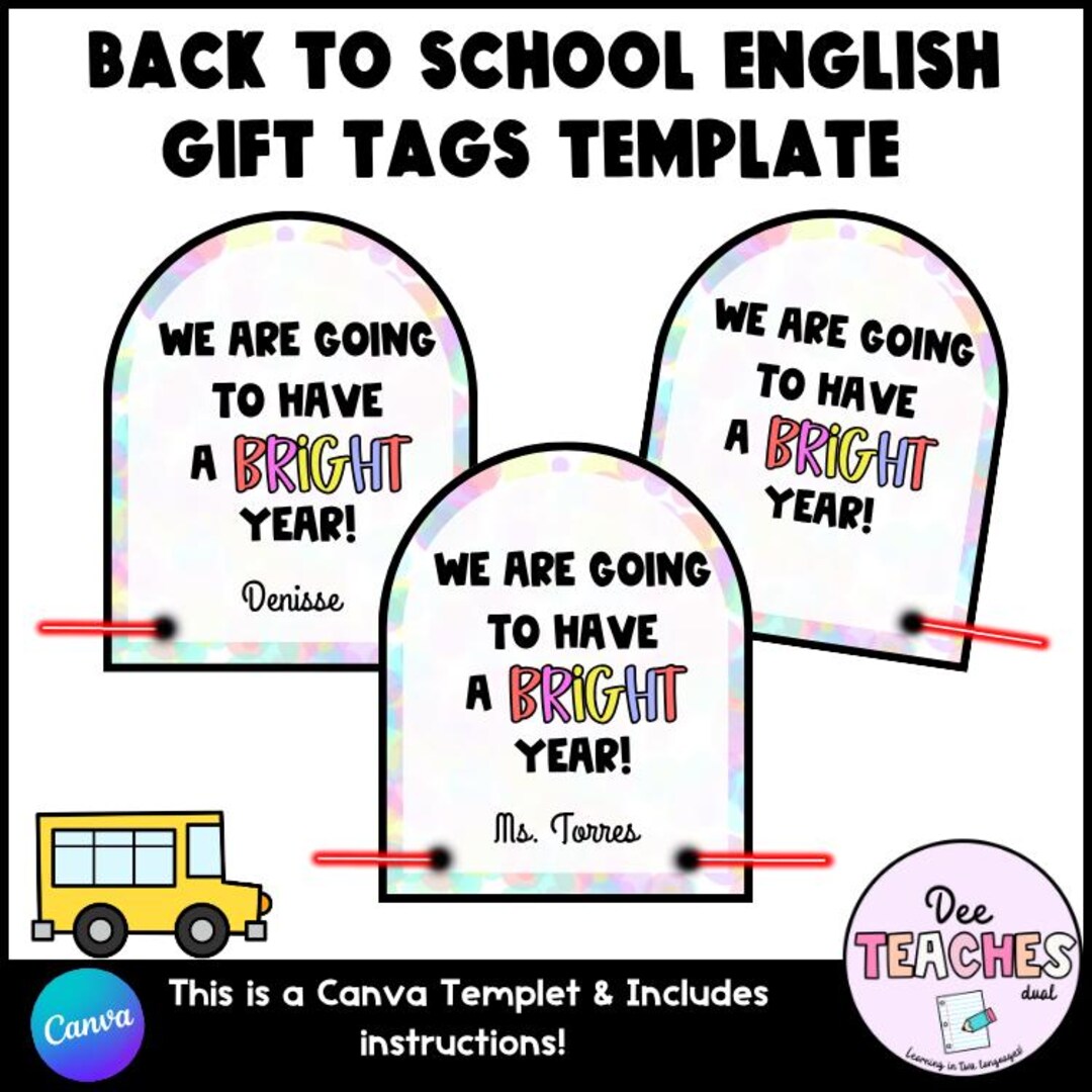 Back to School Glow Stick Gift Tag Template | Editable in Canva ...