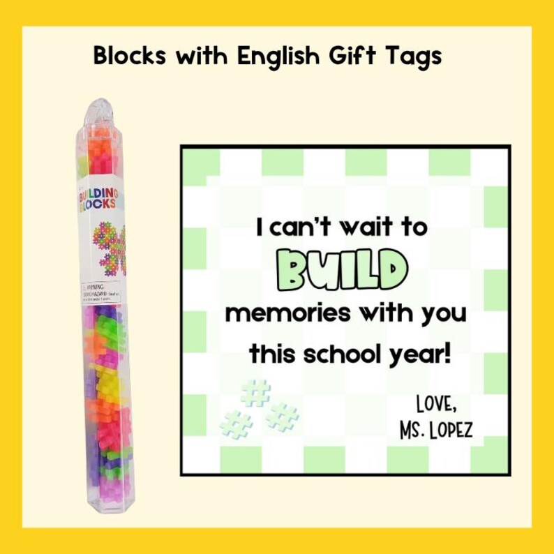 Back to School Building Blocks Gift for Students Preassembled With Tag ...