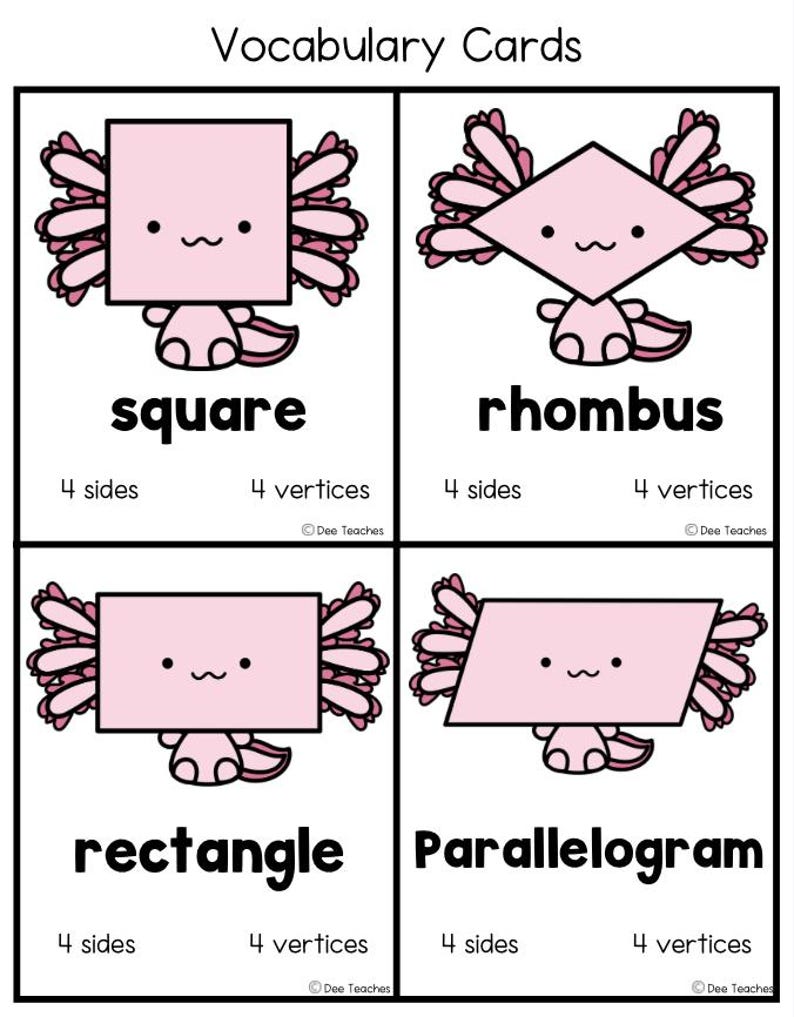 Bilingual 2D Shapes Cards – Axolotl Theme | English & Spanish Anchor ...