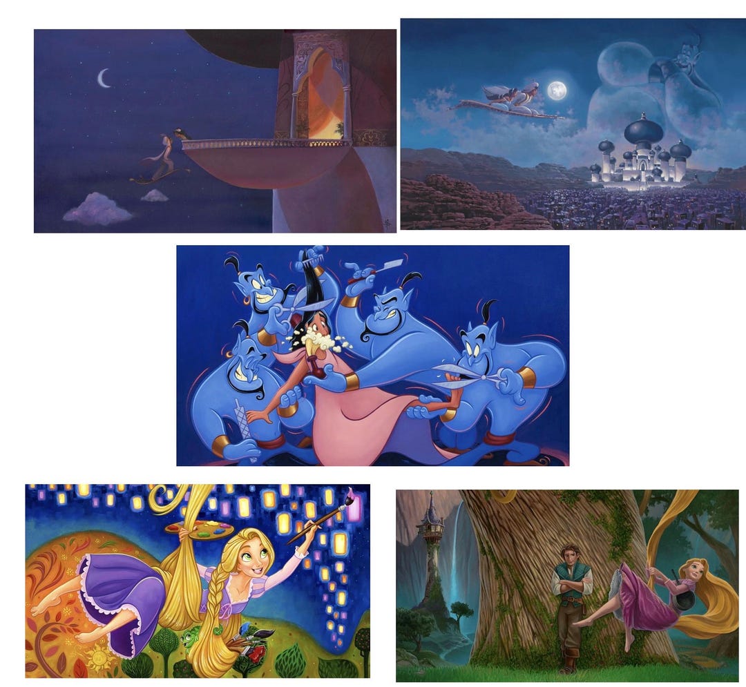 Aladdin and Tangled Combo - 5 Disney Art Digital Files Formatted ...