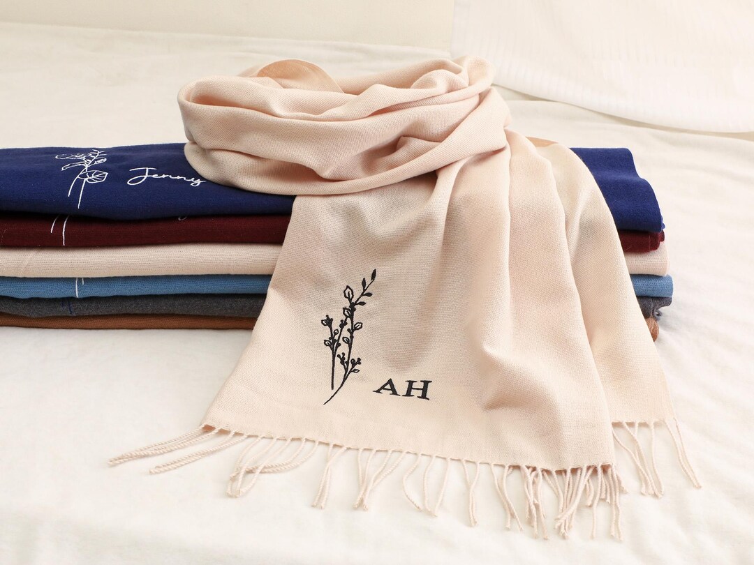 Personalized Embroidered Luxury Scarf,custom Name Scarf,christmas Scarf ...