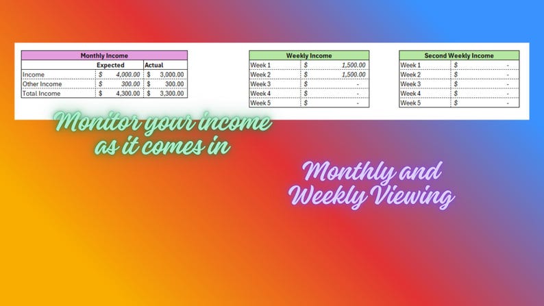 Monthly Budget Planner Excel Template | Digital Budget Spreadsheet ...