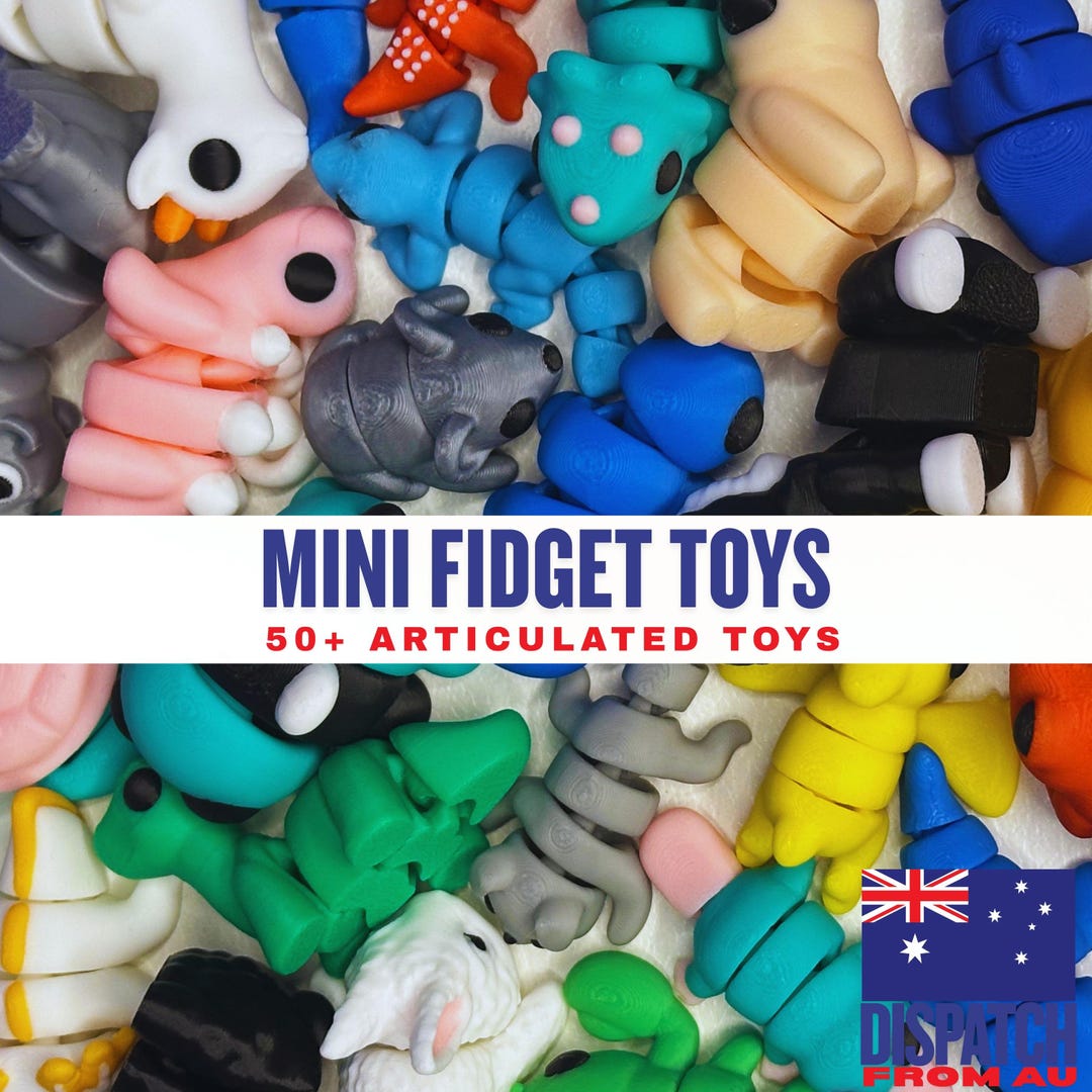 Mini Articulated Animal Bundle: 3D Printed Fidget Desk Pets, Party ...