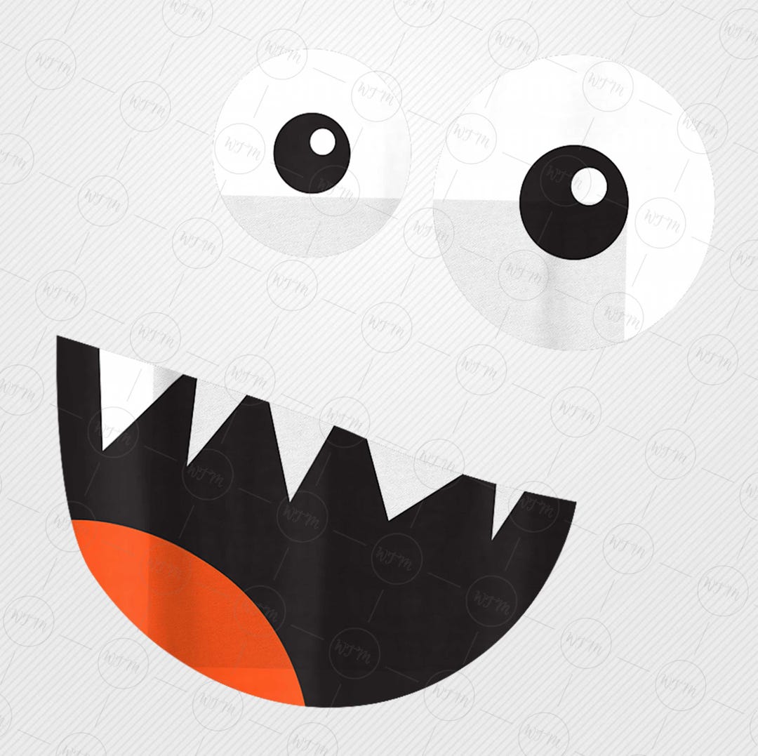 Cute Monster Face PNG Bundle, Cartoon Fang Mouth Halloween , Kid ...