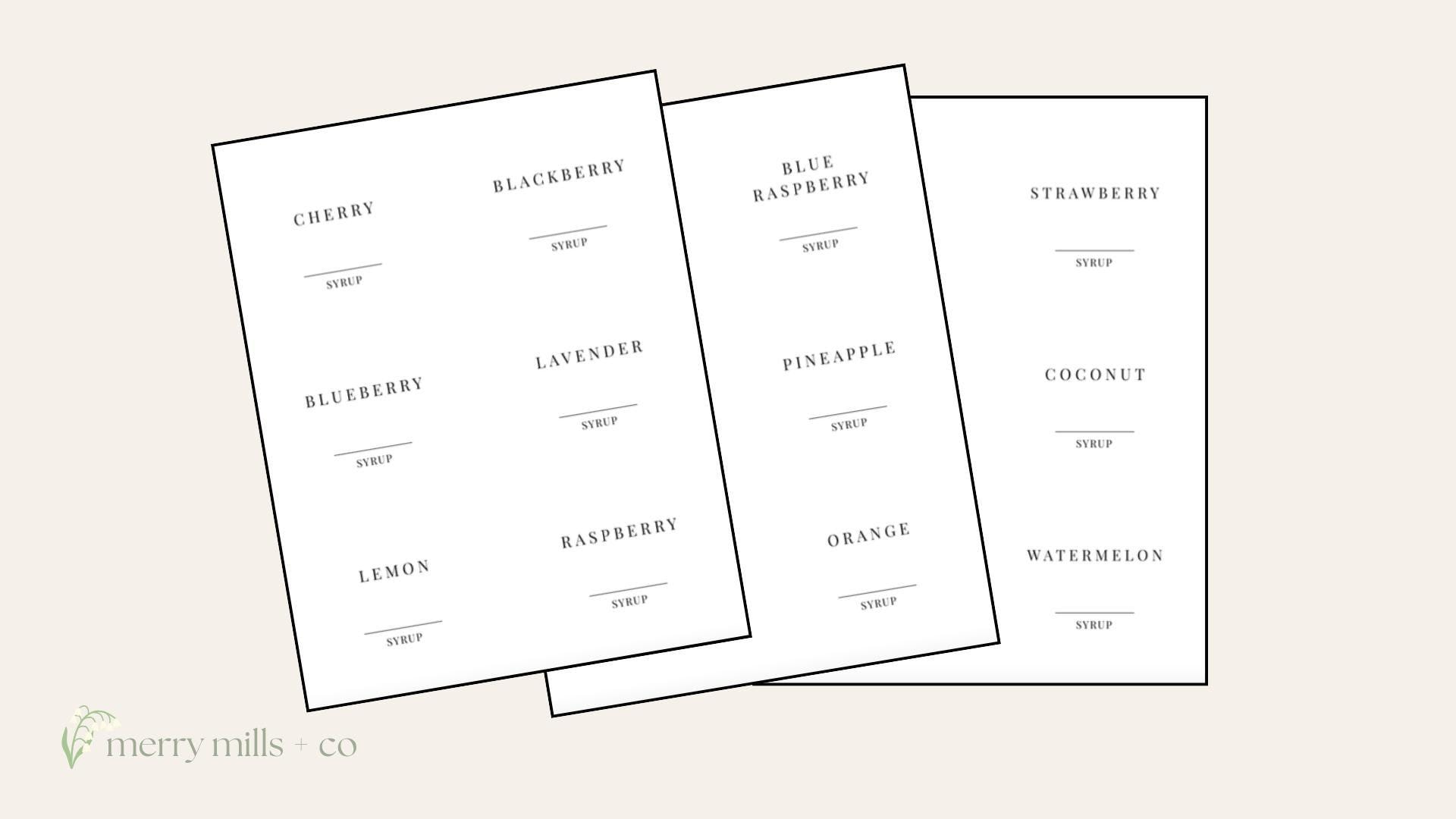 Printable Syrup Labels - Fruit Flavors for Soda / Lemonade - Etsy