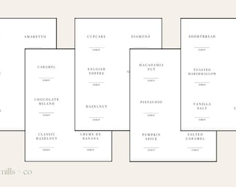 Printable Syrup Labels - Coffee Bar Flavors - Etsy