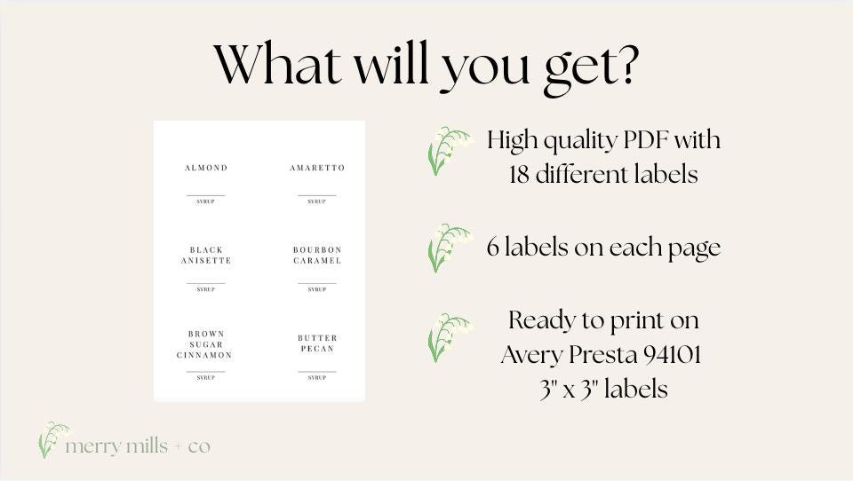 Printable Syrup Labels - Coffee Bar Flavors - Etsy