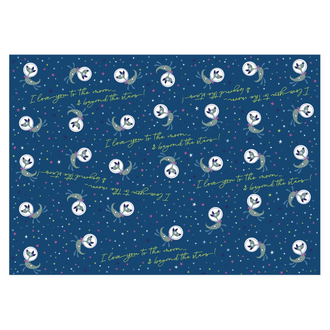 Dog Wrapping Paper | Aerologic Space Dog - I Love You to the Moon and ...