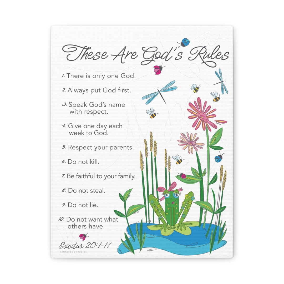 10 Commandments Canvas Whimsical Artwork for Kids | Girl Frog, Lilly ...