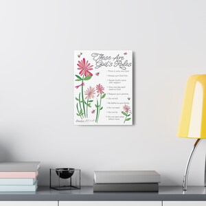 10 Commandments Canvas Whimsical Artwork for Kids | Pink Flowers ...