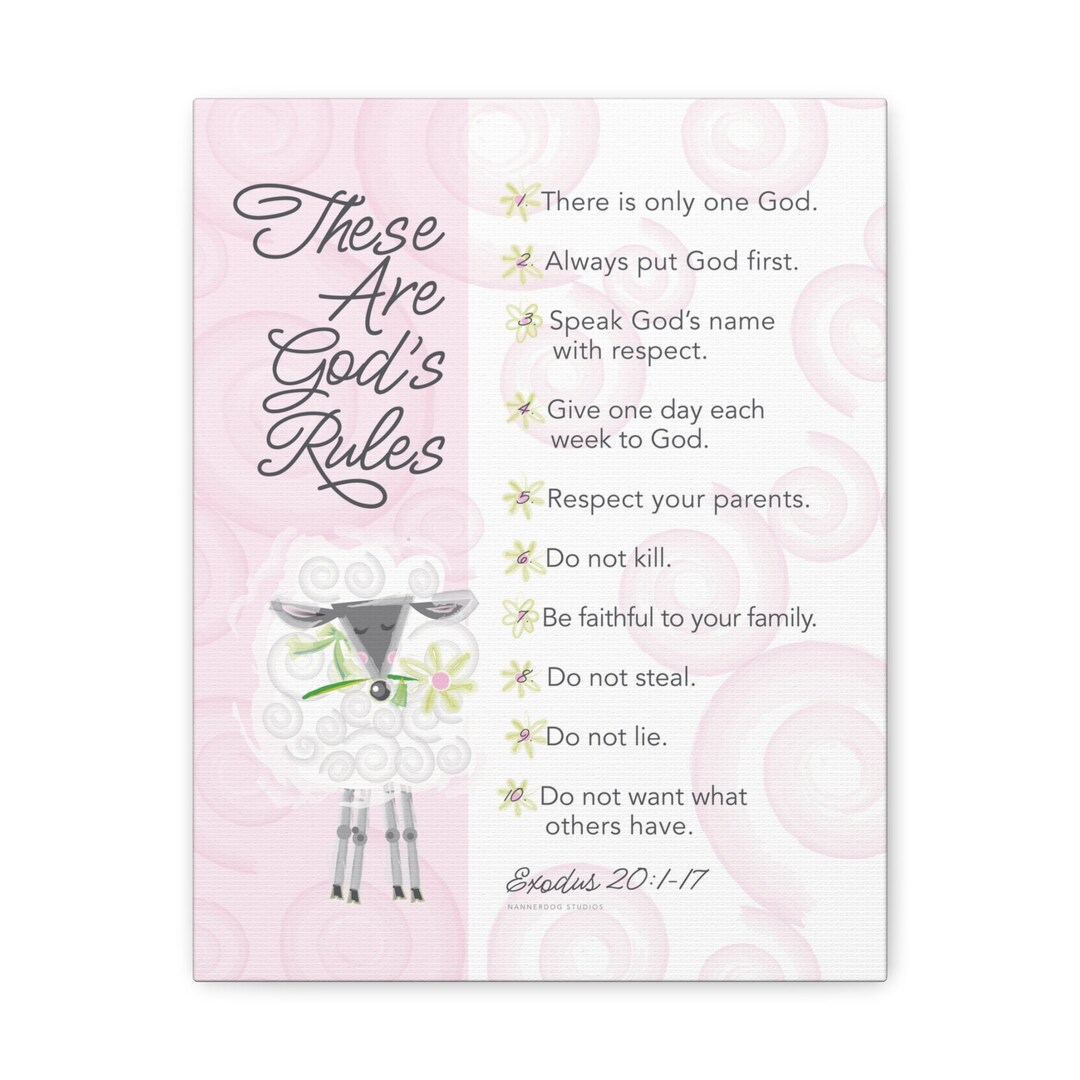 10 Commandments Canvas for Kids Lamb Pink Swirls - Etsy