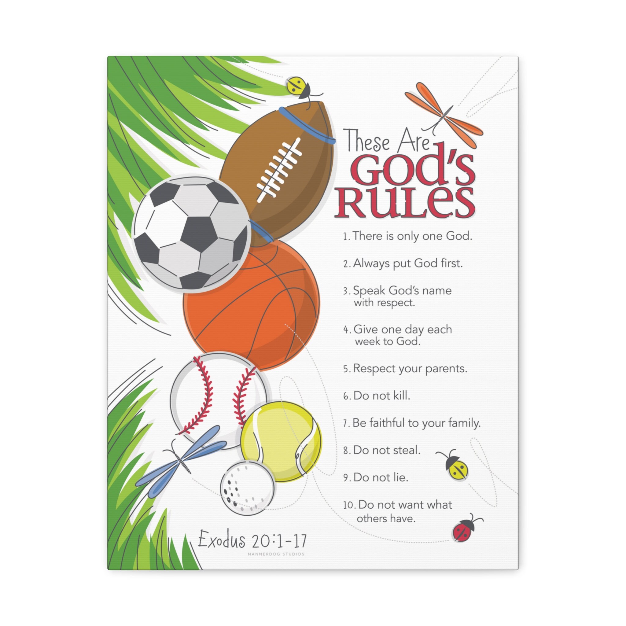 10 Commandments Canvas Kids Artwork | Sports Lovers, Football, Soccer ...