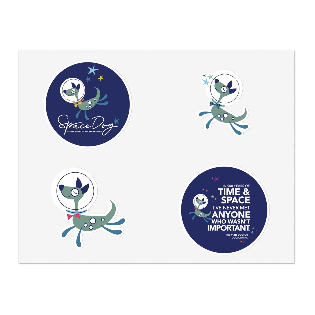 Space Dog Sticker Sheet Bundle, 5 Sheets of 4 Each Whimsical Funky ...