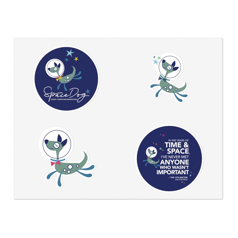 Space Dog Sticker Sheet Bundle, 5 Sheets of 4 Each Whimsical Funky ...