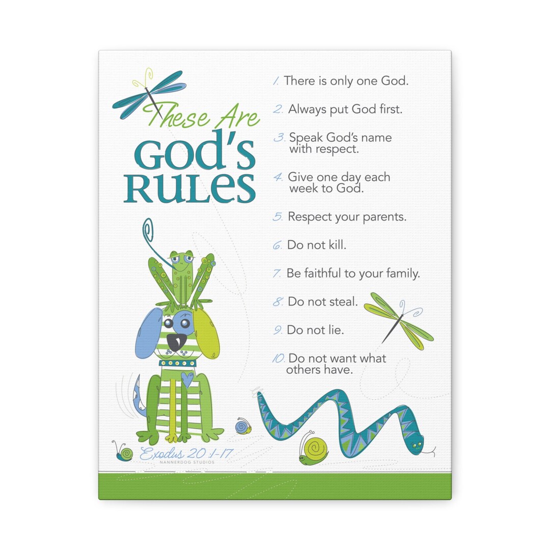 10 Commandments Whimsical Canvas for Boys | Snakes, Snails, Puppy Dogs ...