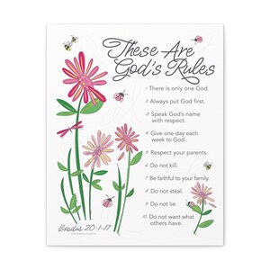 10 Commandments Canvas Whimsical Artwork for Kids | Pink Flowers ...