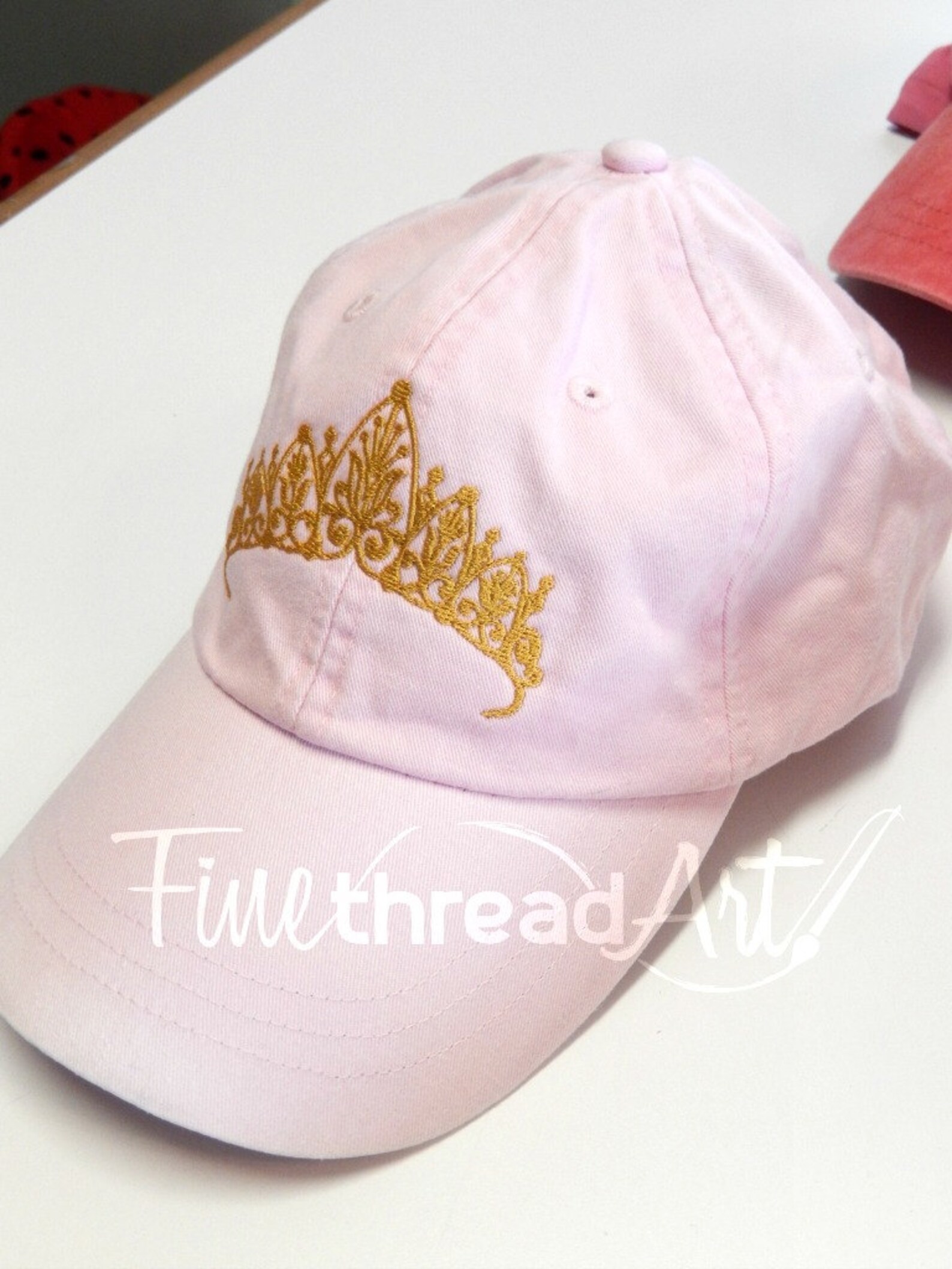 LADIES Princess Tiara With Side Monogram Baseball Cap Hat LEATHER Strap ...