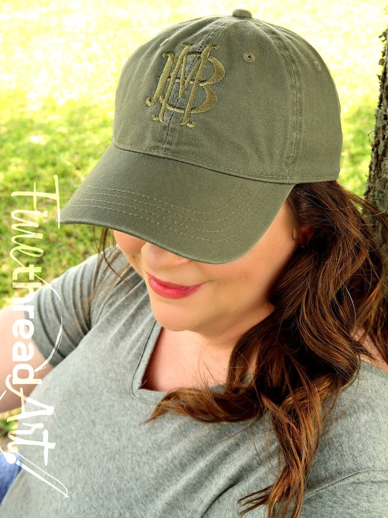 LADIES Tone on Tone Two Letter Layered Monogram Baseball Cap Hat Adult ...