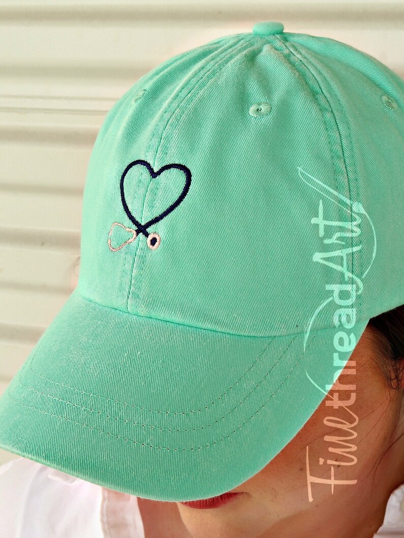 LADIES Nurse Doctor Stethoscope With Side Monogram Baseball Cap Hat ...