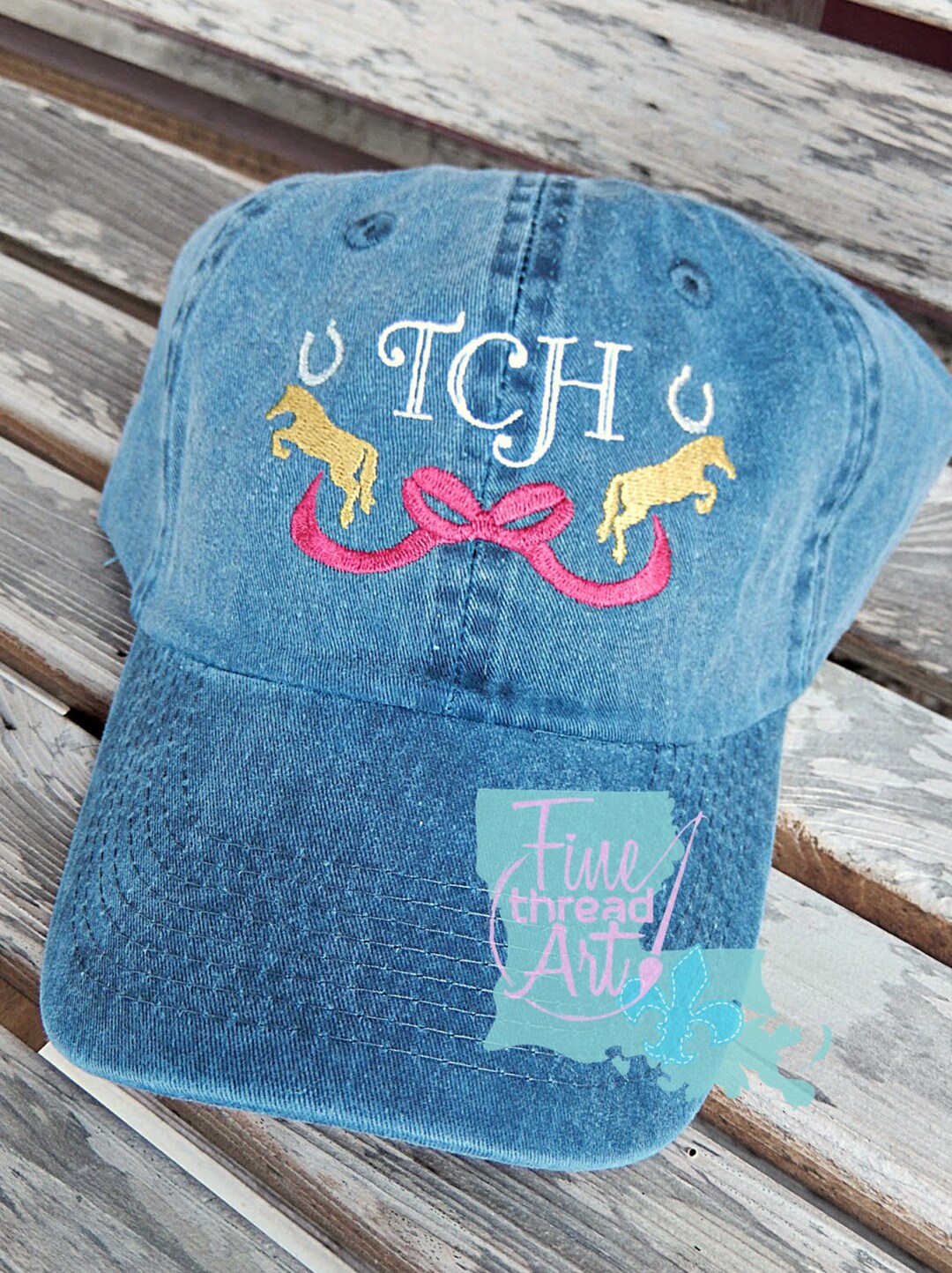 LADIES Equestrian Horse Shoe Monogram Baseball Cap Hat LEATHER Strap ...