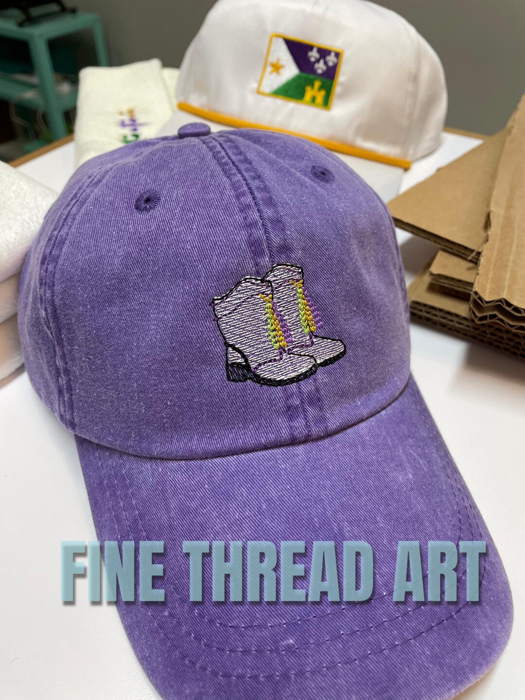 Adult or Kids Mardi Gras Majorette Boots Baseball Cap Hat LEATHER Strap ...