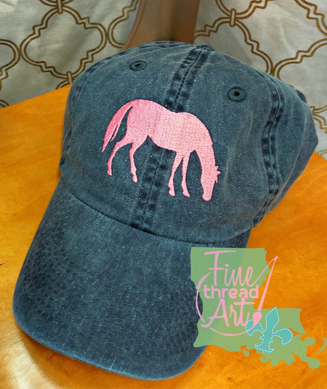 LADIES Equestrian Horse With Side Monogram Baseball Cap Hat LEATHER ...