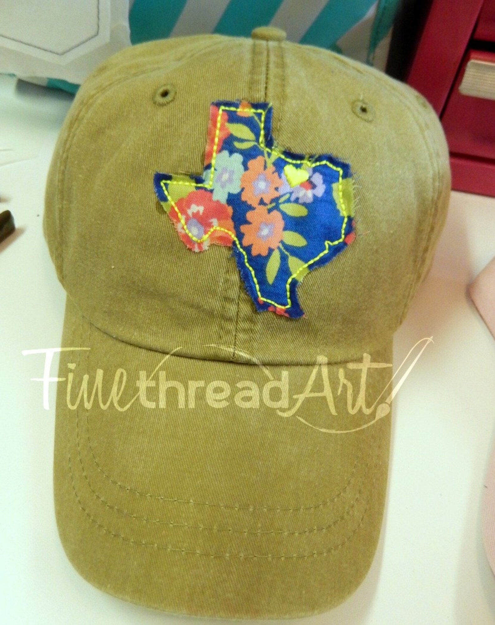 LADIES Floral Applique State Baseball Cap Hat LEATHER Strap Flower ...