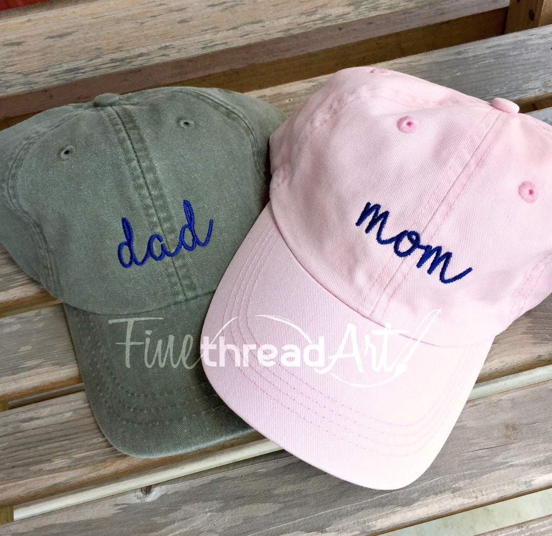 Mom and Dad Hat Baseball Cap LEATHER Strap Pigment Dyed Mother Father ...