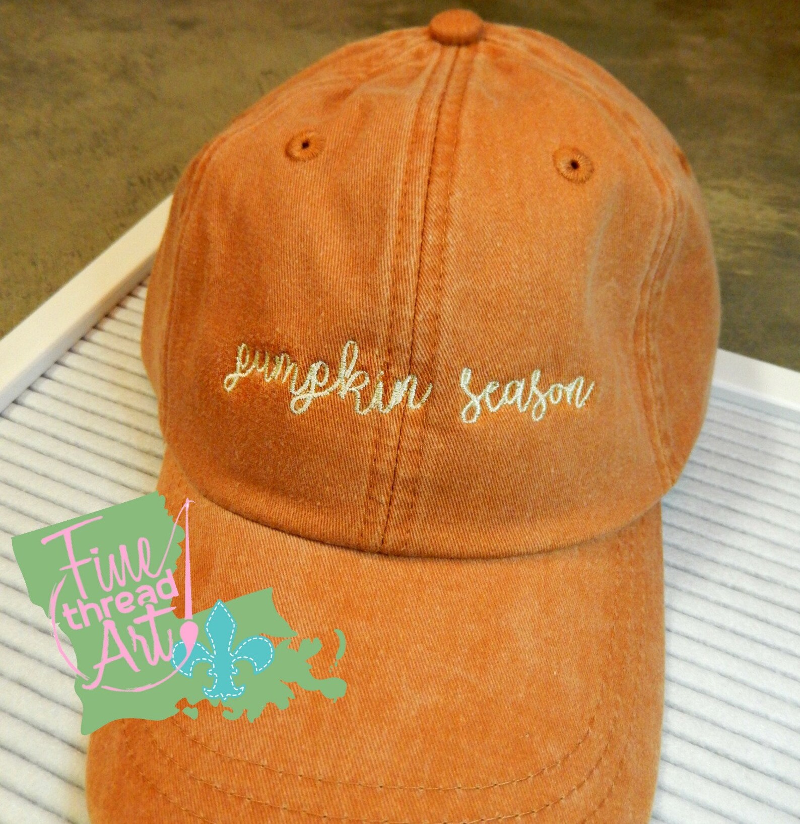 LADIES Pumpkin Season Hat With Side Monogram Baseball Cap LEATHER Strap ...