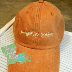 LADIES Pumpkin Season Hat With Side Monogram Baseball Cap LEATHER Strap ...