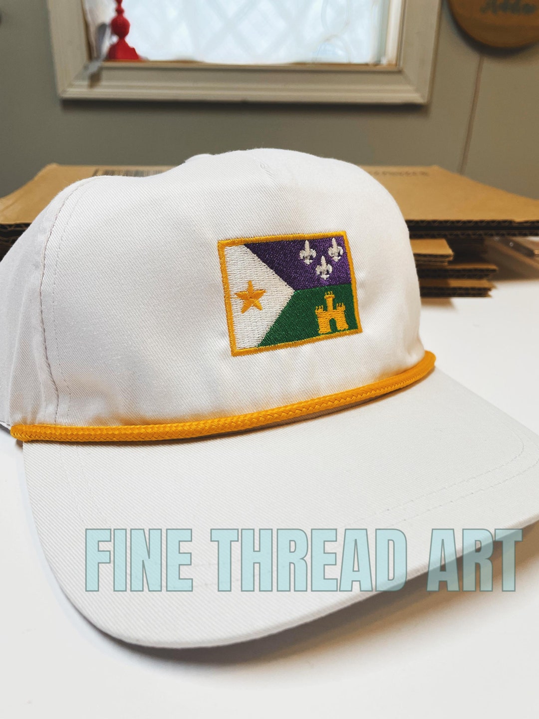 Adult Mardi Gras Acadian Flag Rope Baseball Cap Hat Snap Back Flat Bill ...