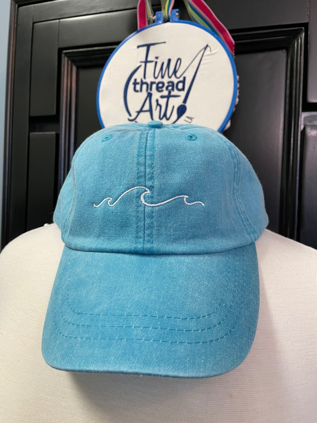 Ladies Men Wave Baseball Cap Hat LEATHER Strap Travel Summer Vacation ...