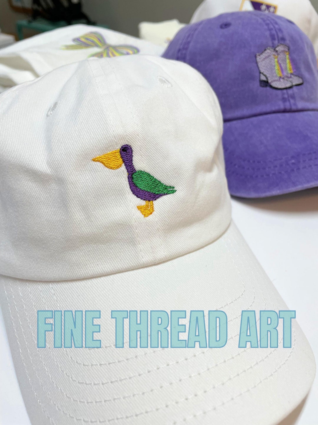 Adult or Kids Mardi Gras Pelican Bird Baseball Cap Hat LEATHER Strap ...