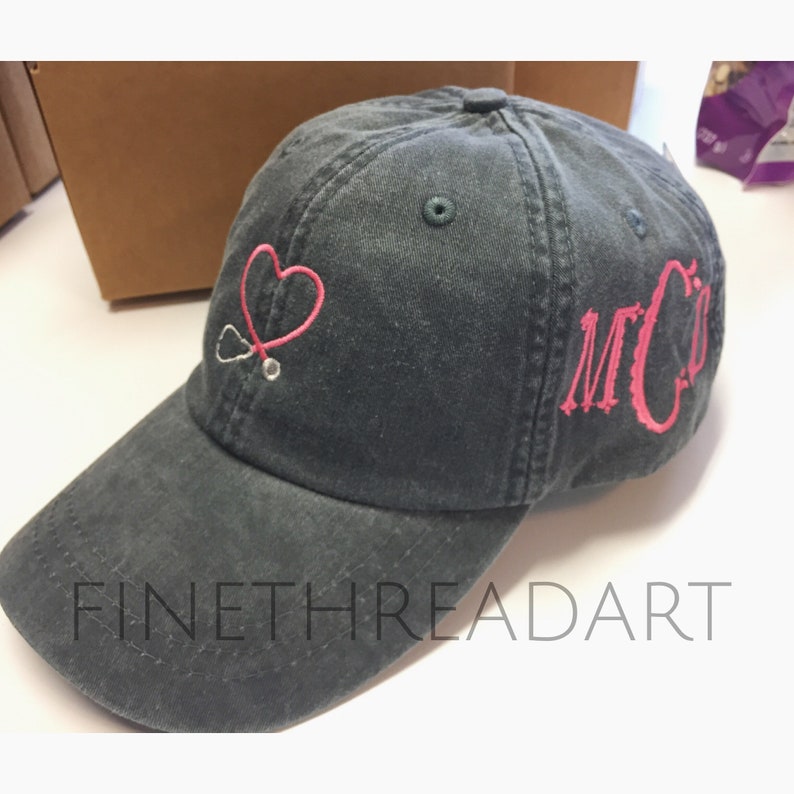 LADIES Nurse Doctor Stethoscope With Side Monogram Baseball Cap Hat ...