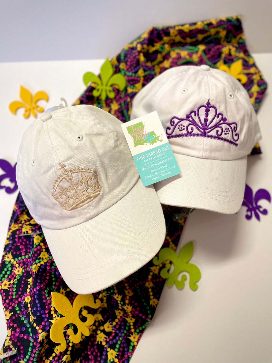 Quick Ship Crown Tiara Queen King Mardi Gras Hat White Purple Royal Dad ...